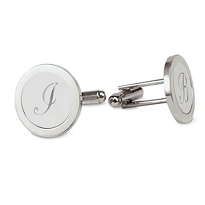 6 S/S SS MONOGRAM SILVER SCRIPT CUFFLINKS - Cuffwear